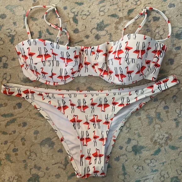 Milly | Swim | Milly Cabana Flamingo Print Top And Bottom | Poshmark